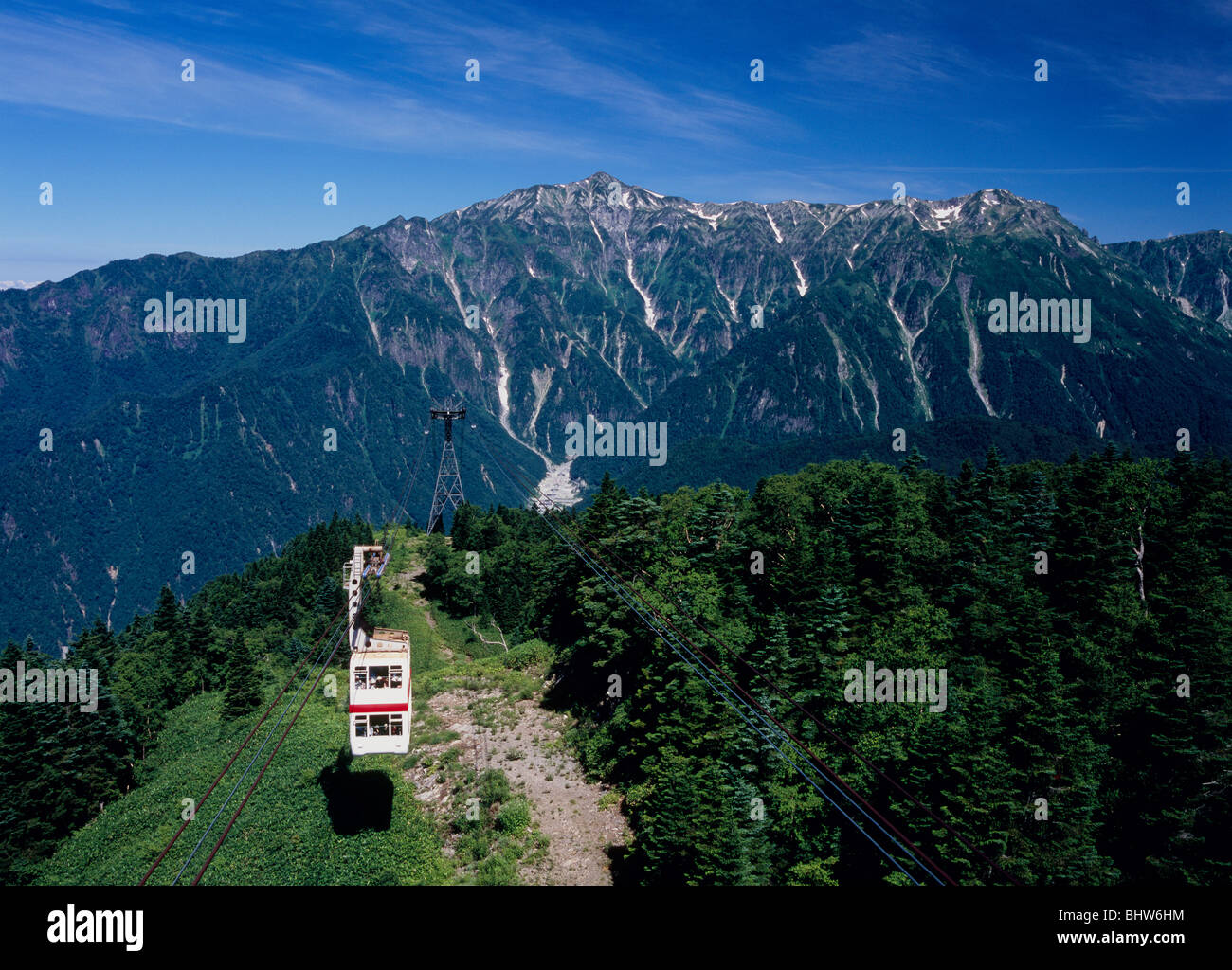 Shinhodaka Ropeway and Kasagatake, Takayama, Gifu, Japan Stock Photo ...