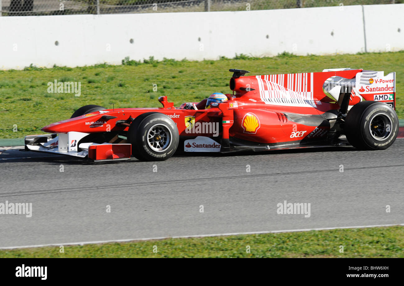 Fernando Alonso driving for the Ferrari team during testing at the ...