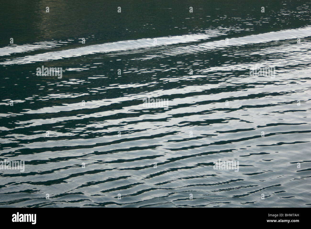 A close up on the wake pattern of a cruise ship, Geiranger, Norway ...