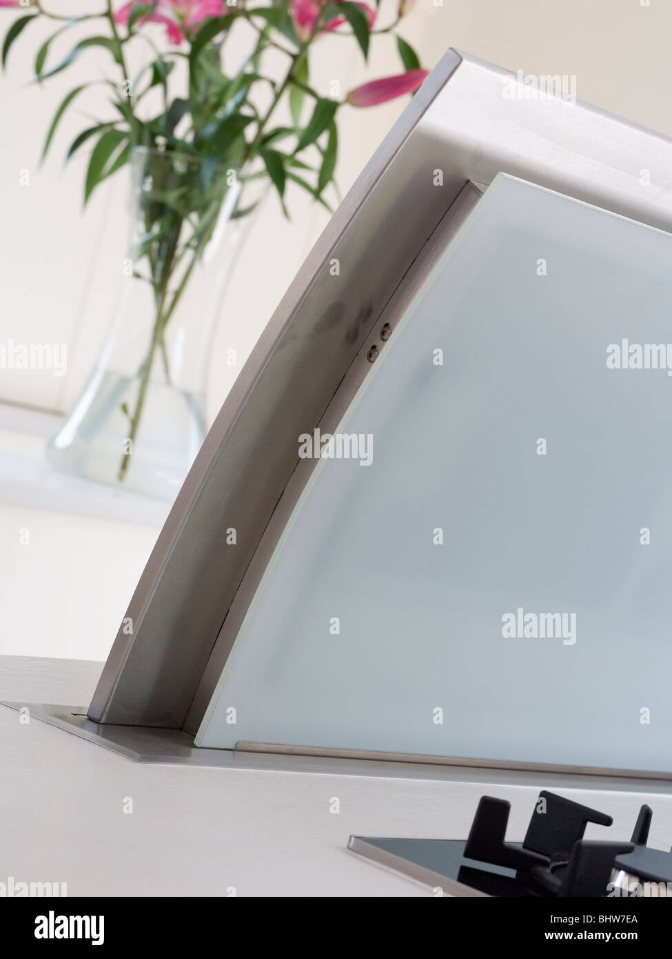 Close-up of modern worktop-mounted retractable extractor Stock Photo ...