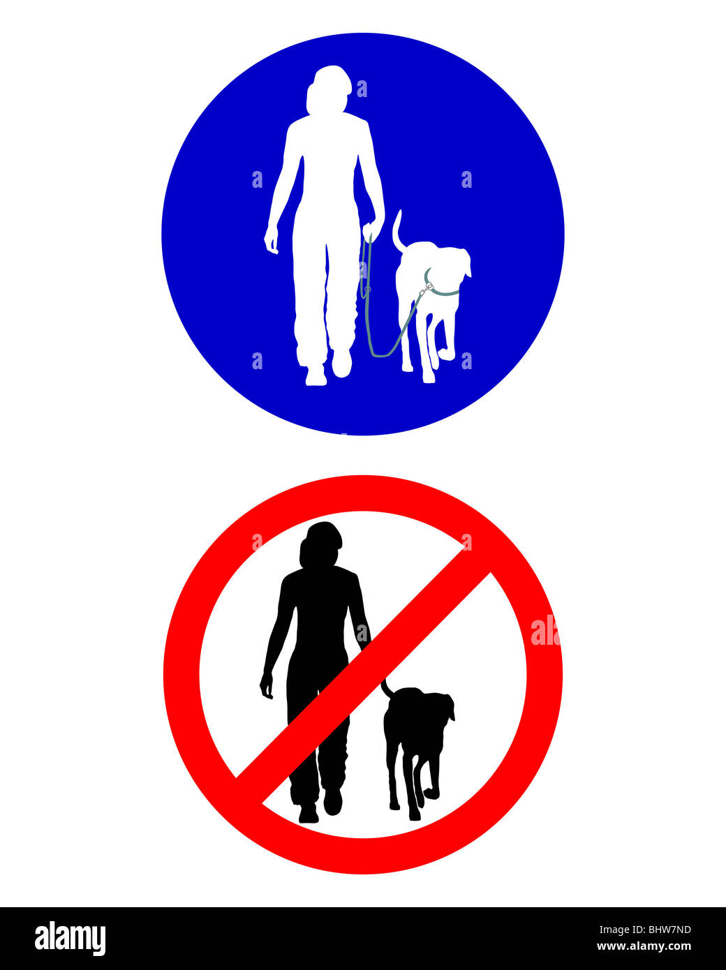 Traffic signs for walking with a dog Stock Photo - Alamy