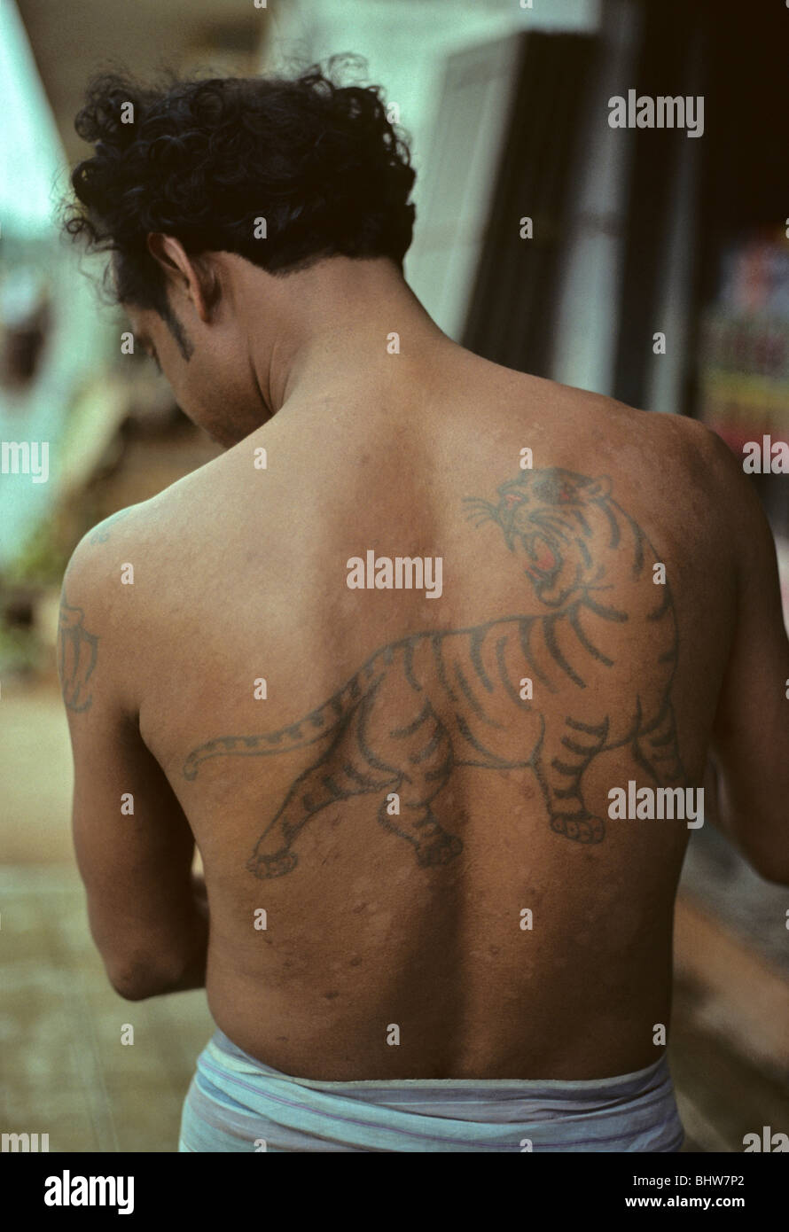 tattoo on back Stock Photo - Alamy