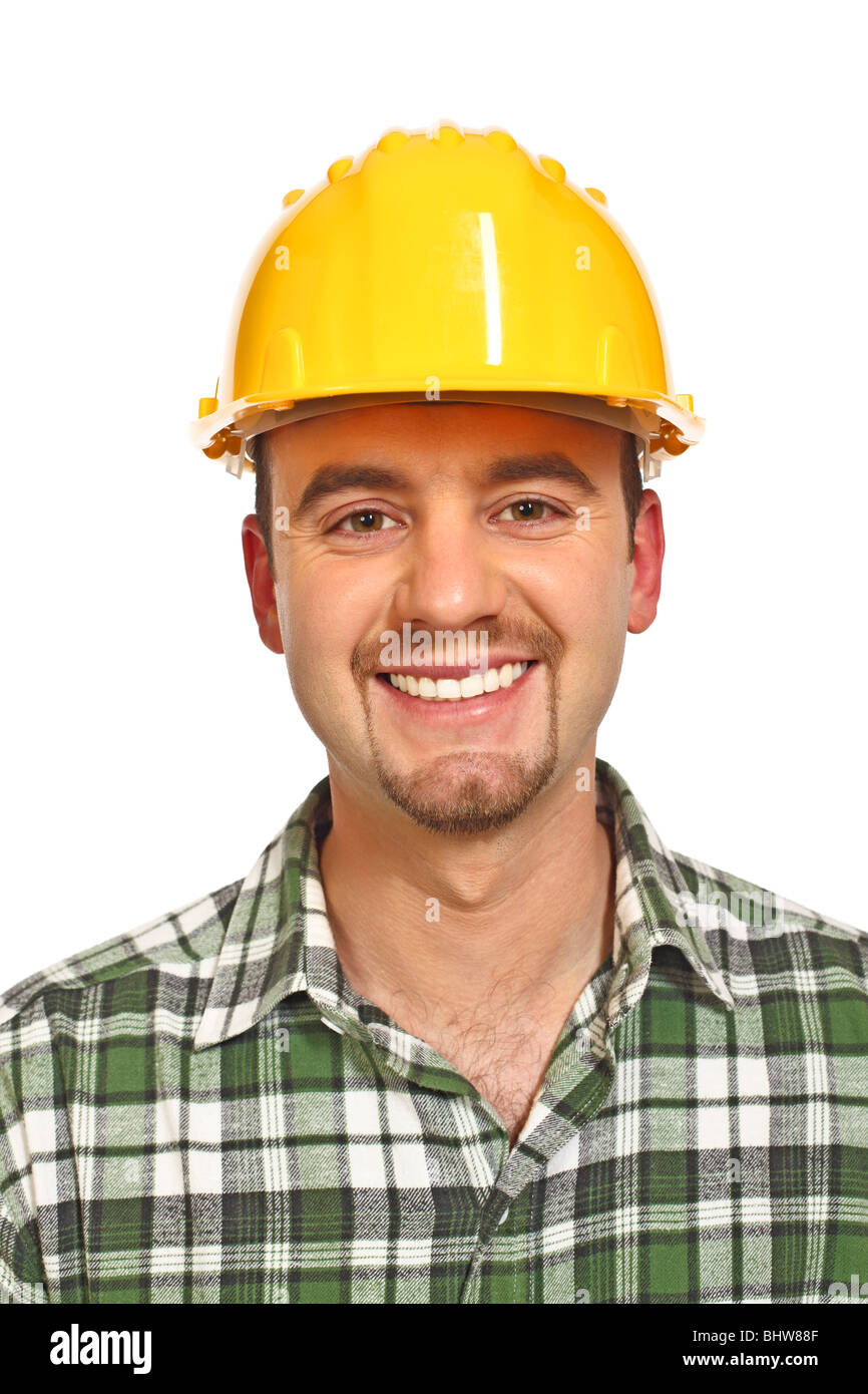 smiling handyman portrait isolated on white image big image Stock Photo ...