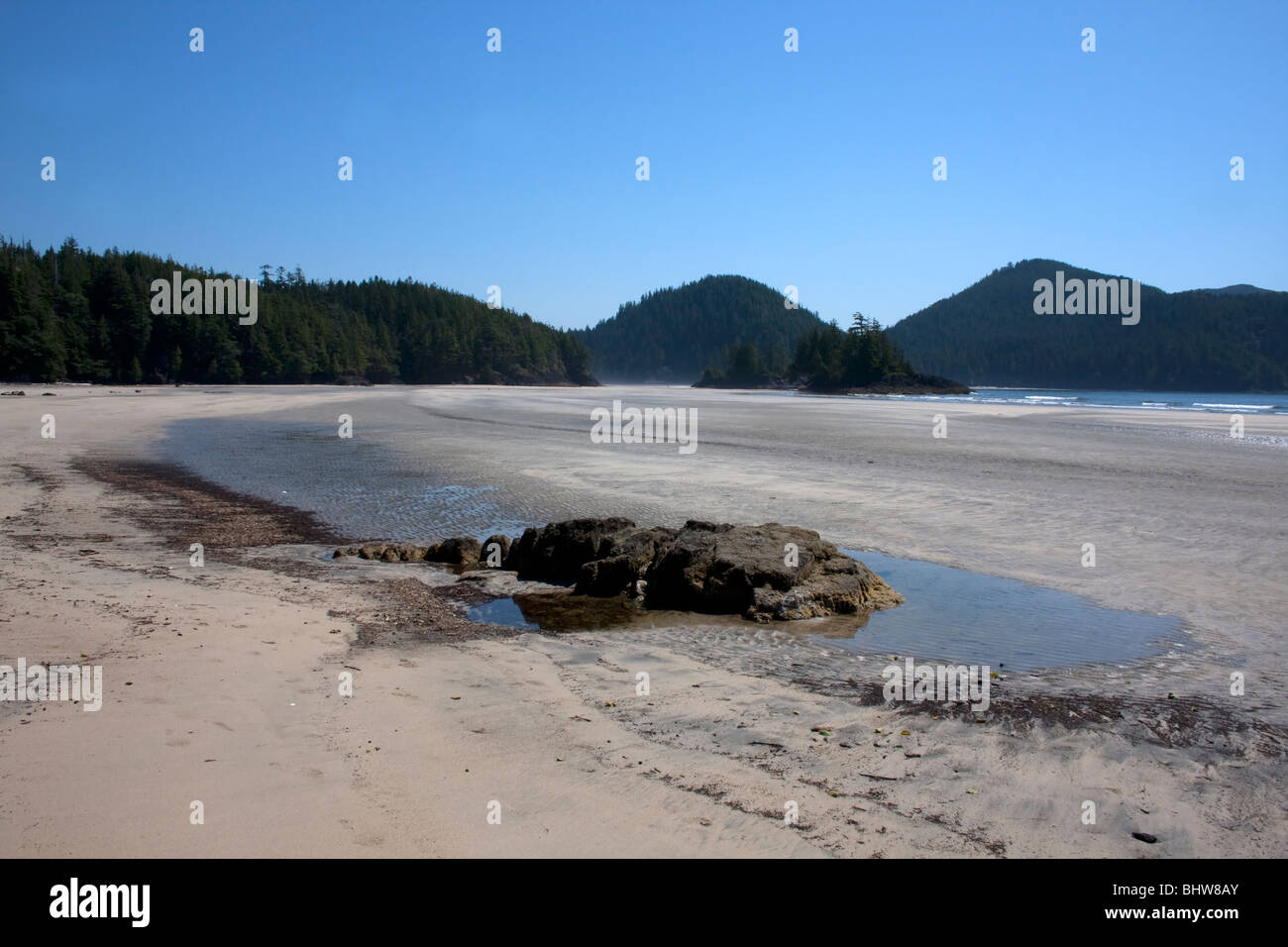 A deserted beach scene at St. Josef Bay Vancouver Island BC Canada in ...