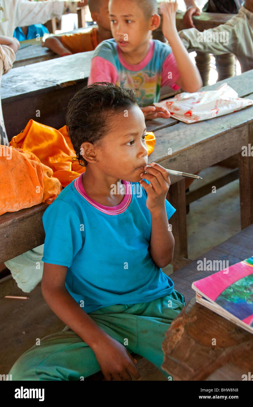 School children in a classroom at an orphanage near Siem Reap, Cambodia ...