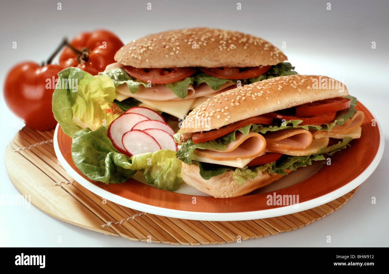 Plate ham cheese sandwiches hi-res stock photography and images - Alamy