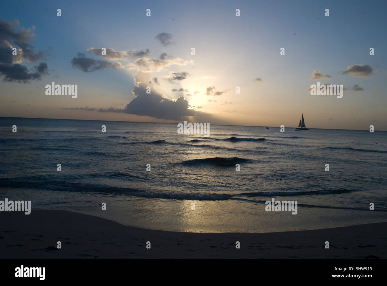 Yacht boat cruise sail sailing sea ocean barbados sky cloud holiday ...