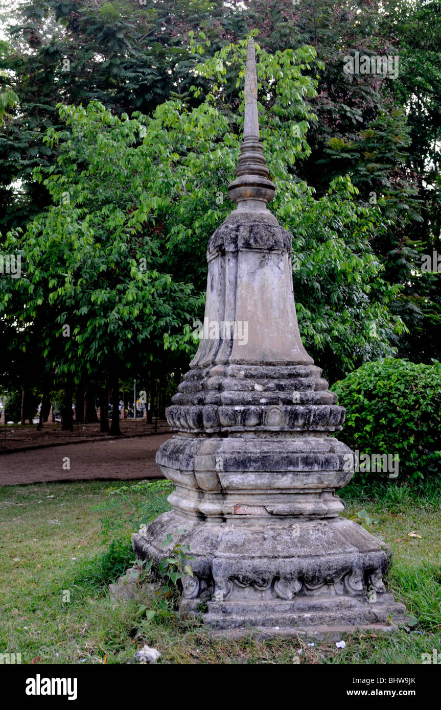 small stupa in the park of wat phnom , phnom penh , cambodia , south ...