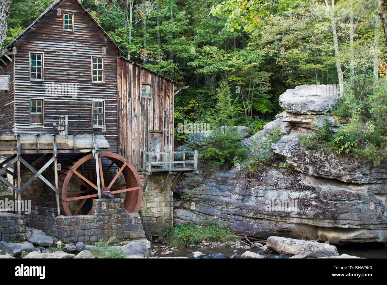 The Glade Creek Grist Mill with a wheel at Babcock State Park West ...