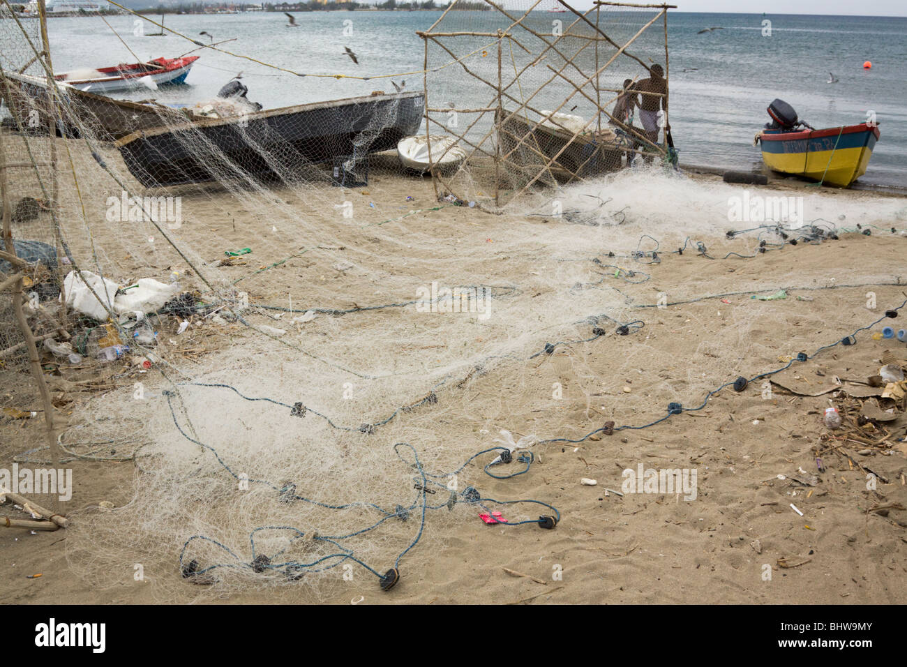 Fishing Nets Drying In Sun Stock Photos & Fishing Nets Drying In Sun ...