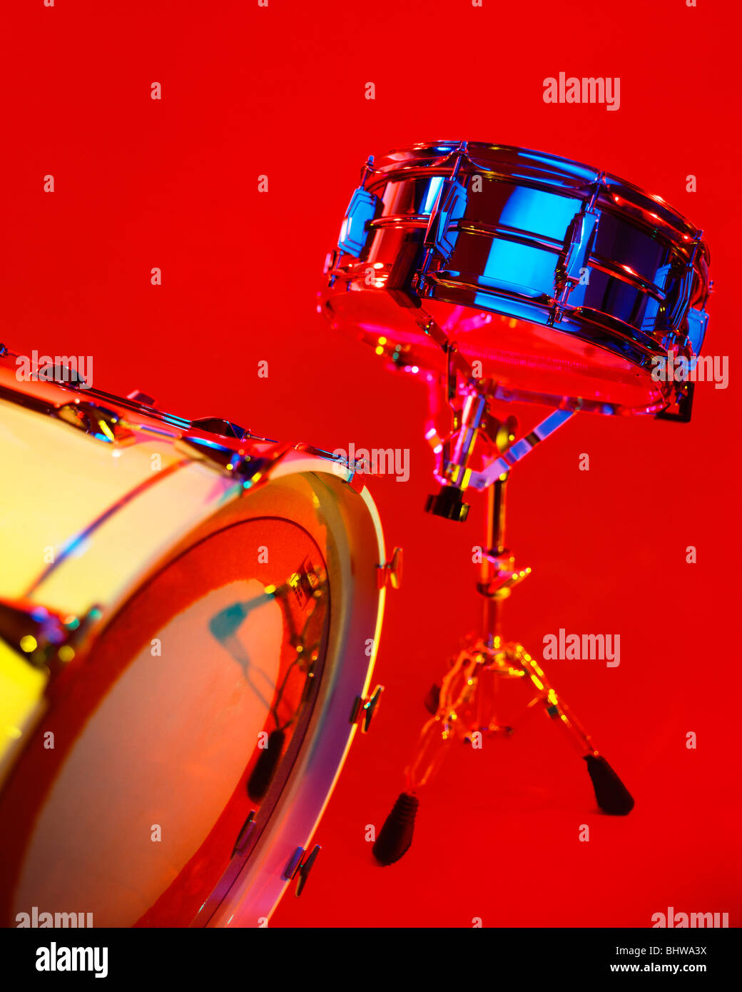 Drum on colourful background Stock Photo - Alamy