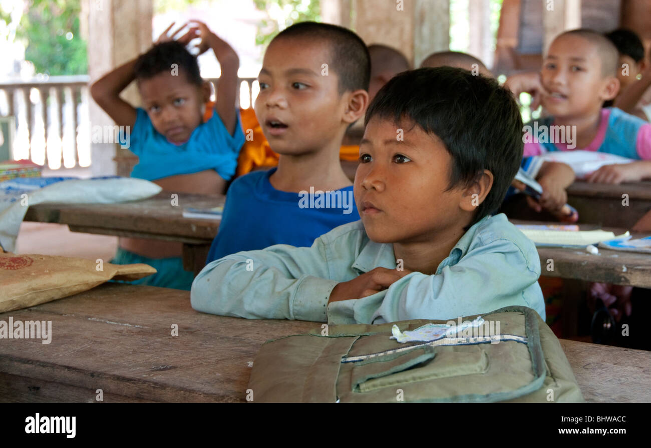 School children in a classroom at an orphanage near Siem Reap, Cambodia ...