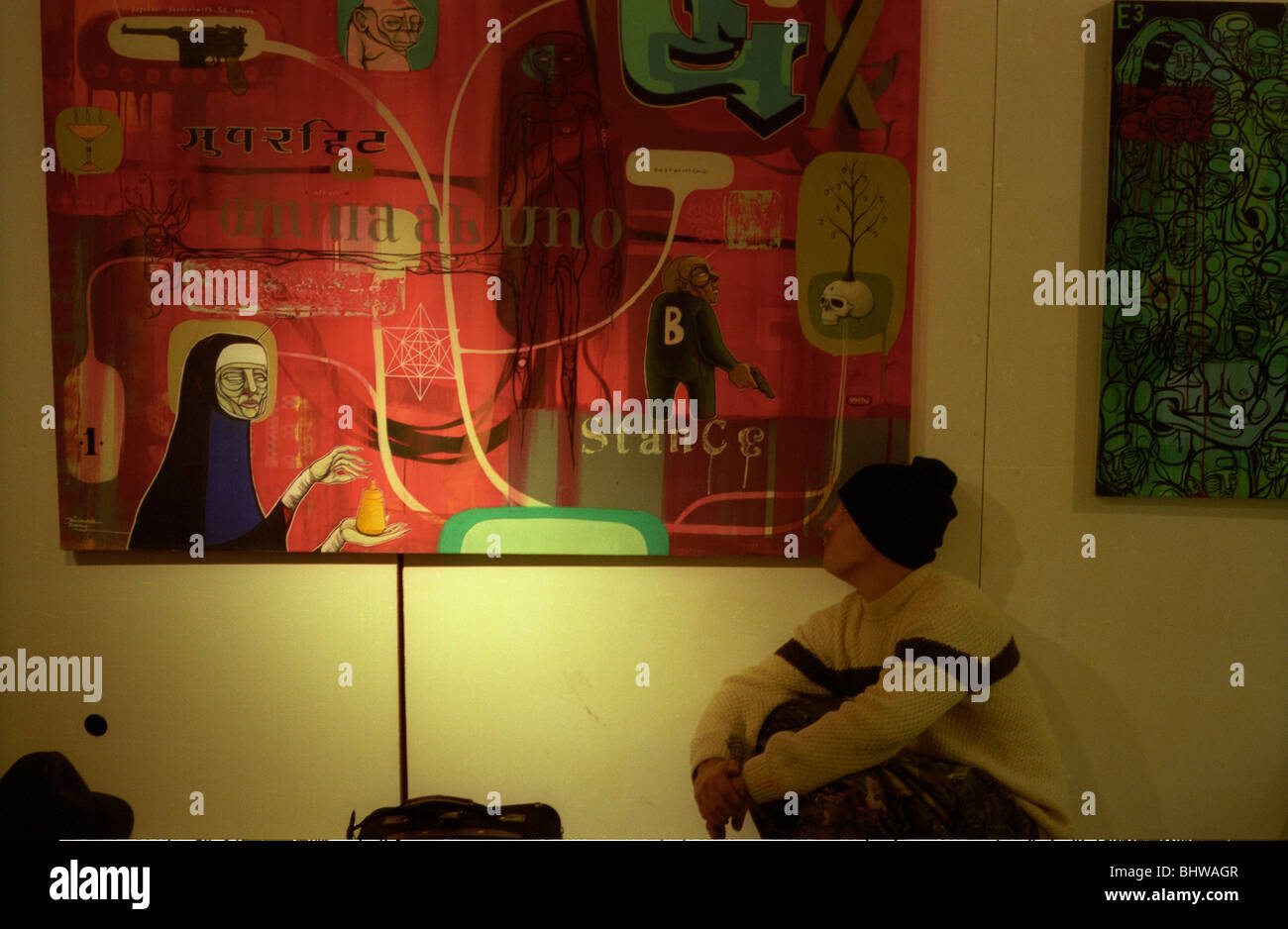 American underground graffiti artist Doze Green paints in his Brooklyn ...