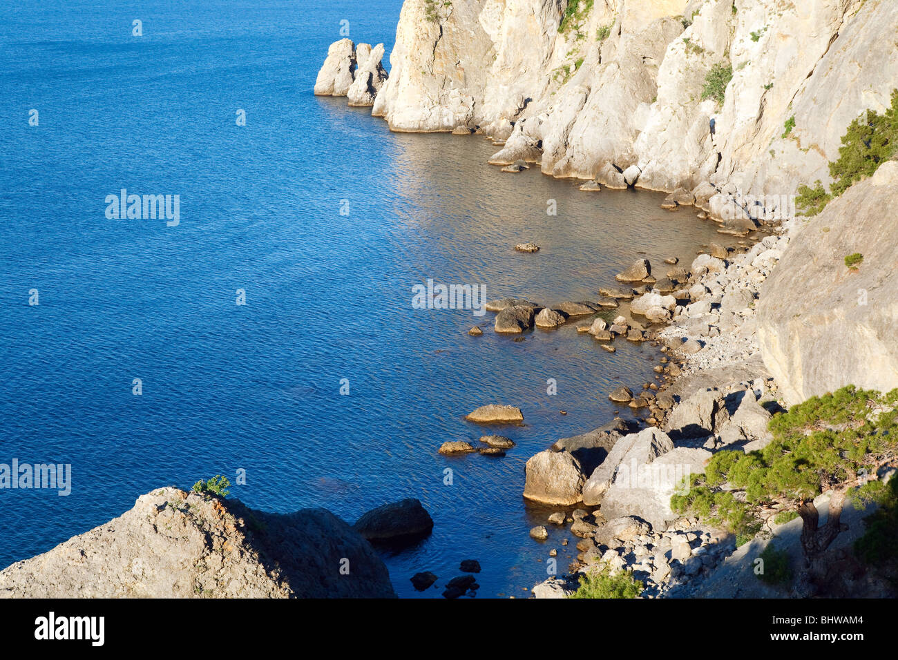 Summer rocky coastline ("Novyj Svit" reserve, Crimea, Ukraine Stock ...