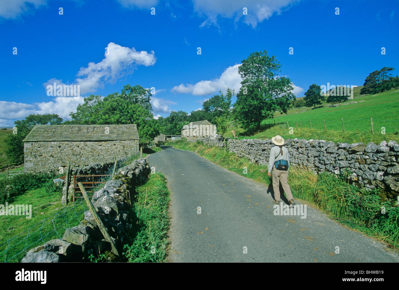 Walking through English countryside, Langstrothdale Valley, Dales Way ...