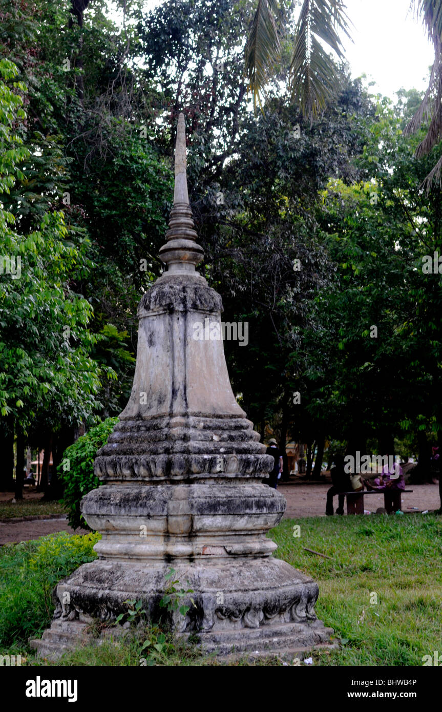 small stupa in the park of wat phnom , phnom penh , cambodia , south ...