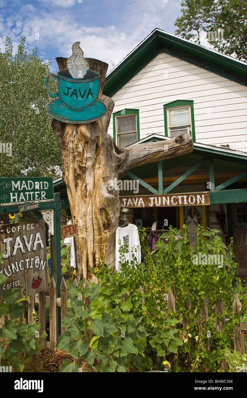 Java Junction coffee shop in Madrid, New Mexico Stock Photo - Alamy
