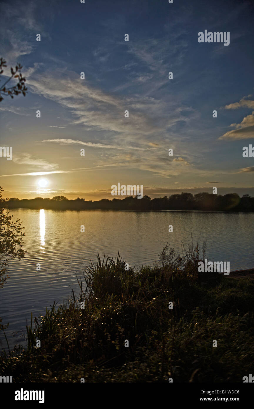 Sunset over Attenborough, Nottingham, England, United Kingdom Stock ...
