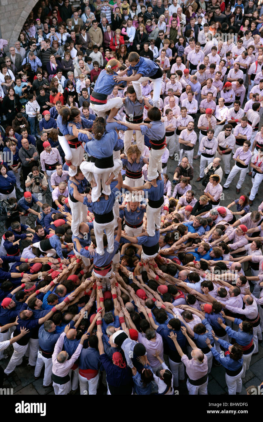 Human castles in Girona, Spain Stock Photo - Alamy