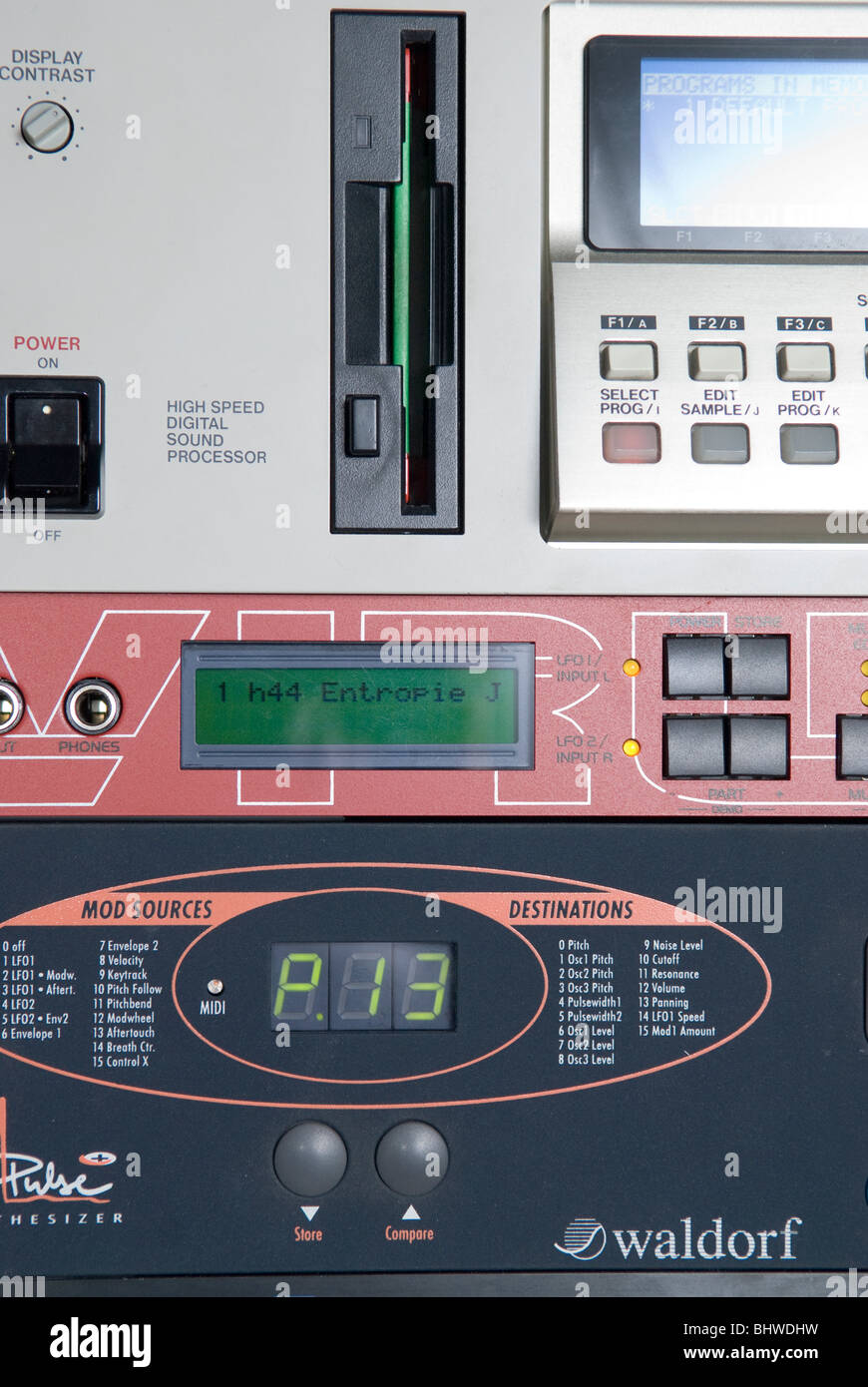 sampler and synthesizer in rack Stock Photo - Alamy