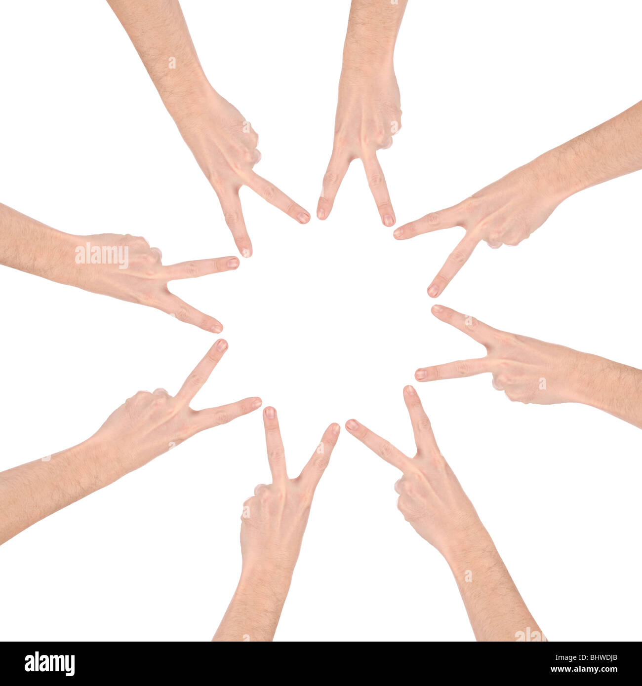 Full isolated studio picture from hands make a symbol sign Stock Photo ...