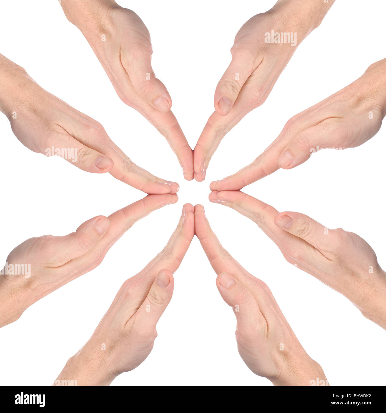 Full isolated studio picture from hands make a symbol sign Stock Photo ...
