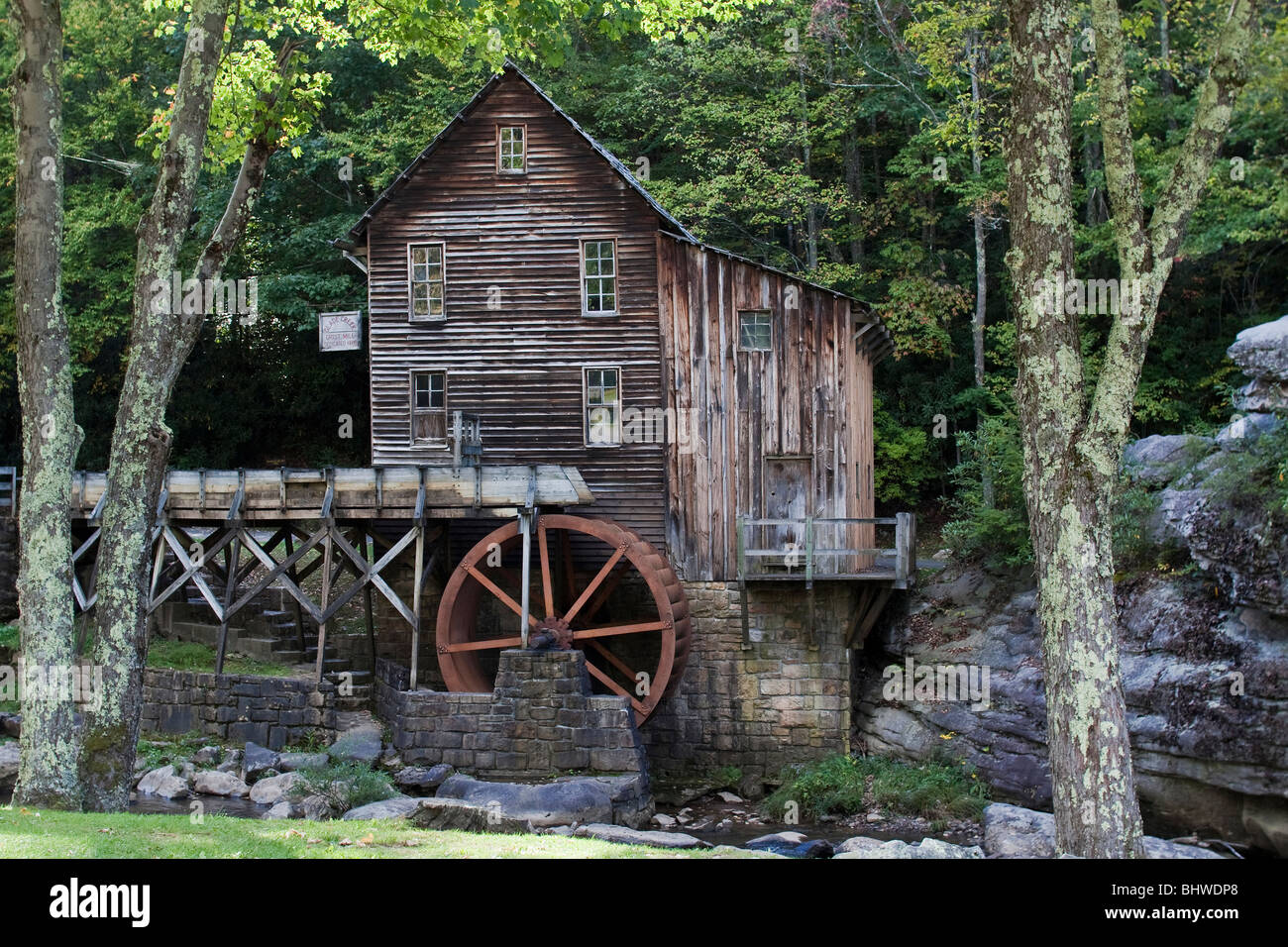 The Glade Creek Grist Mill with a wheel at Babcock State Park West ...