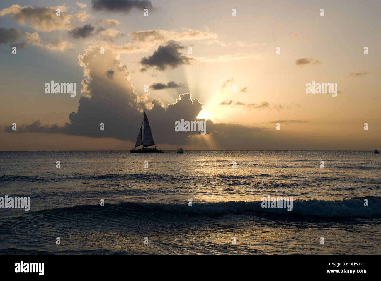 Yacht boat cruise sail sailing sea ocean barbados sky cloud holiday ...
