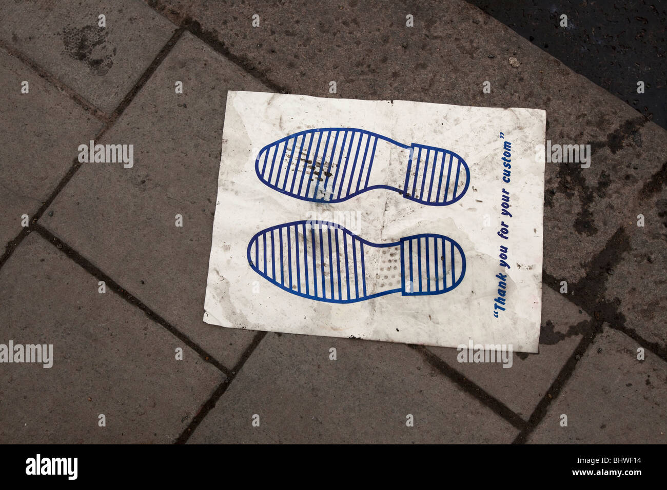 Blue footprint on paper Stock Photo - Alamy