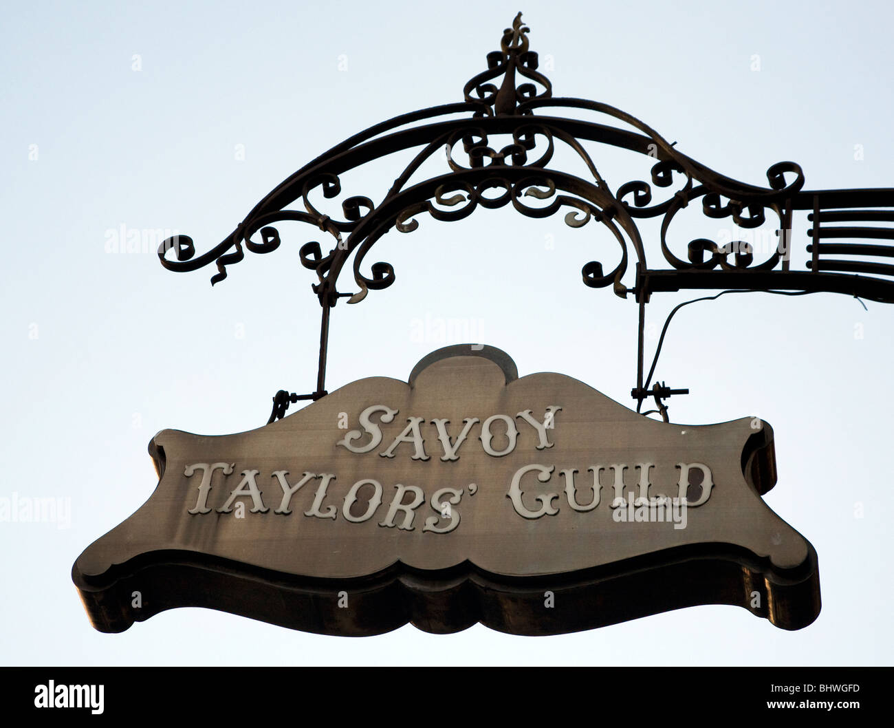 Sign outside Savoy Taylors Guild shop, Strand, London Stock Photo - Alamy
