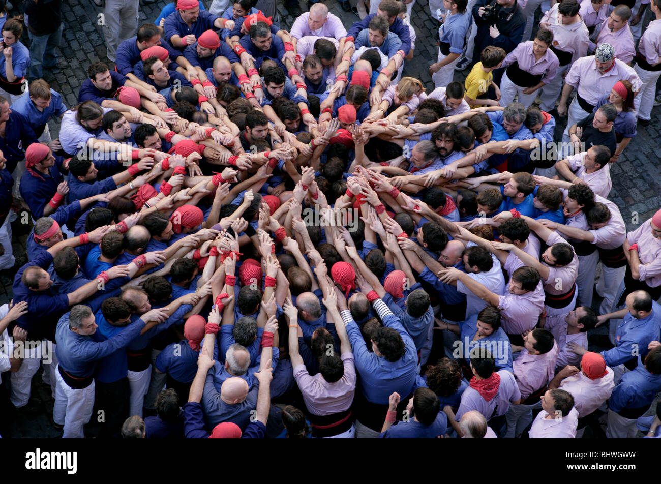 Human castles in Girona, Spain Stock Photo - Alamy