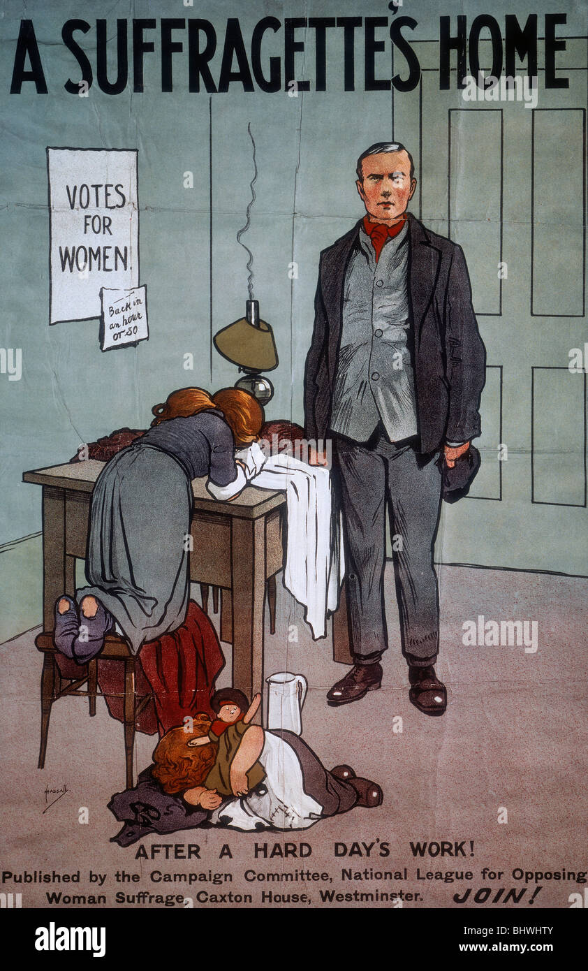 'A Suffragette's Home', early 20th century. Artist: John Hassall Stock ...
