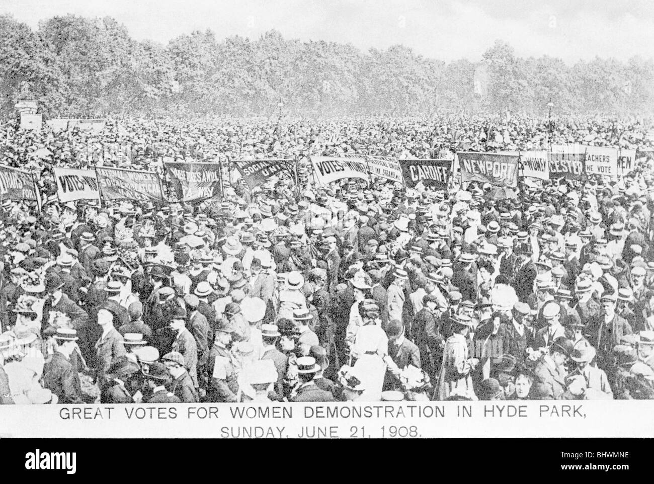 Women's Sunday, Hyde Park, Sunday 21 June 1908. Artist: Unknown Stock ...