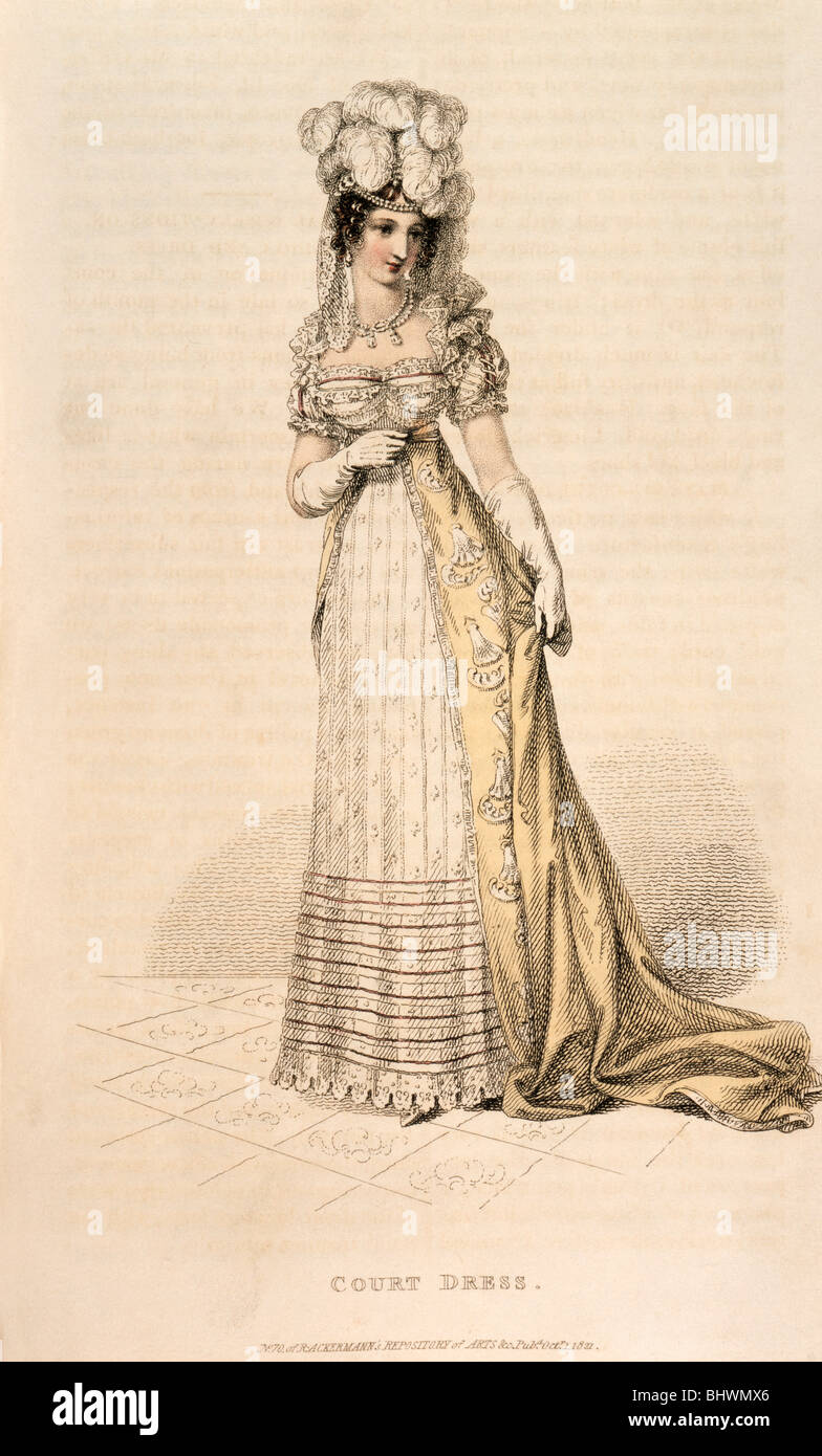 Woman in court dress, 1821. Artist: Unknown Stock Photo - Alamy
