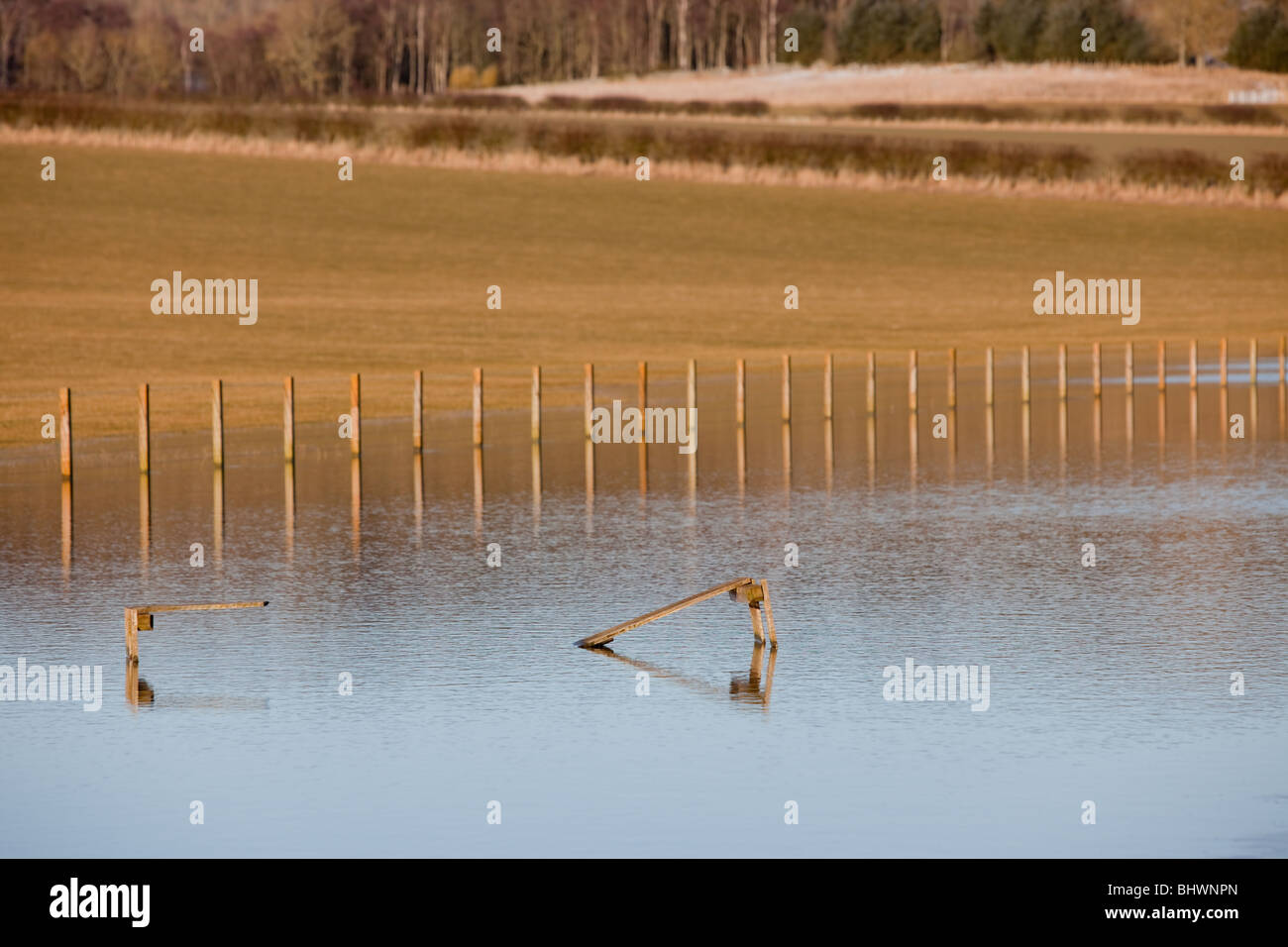 A flooded farmers field at sunset Stock Photo - Alamy