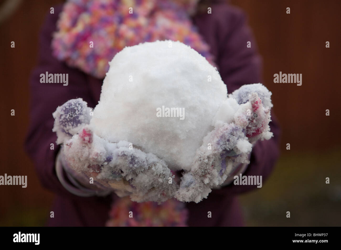 child holding a snowball Stock Photo - Alamy