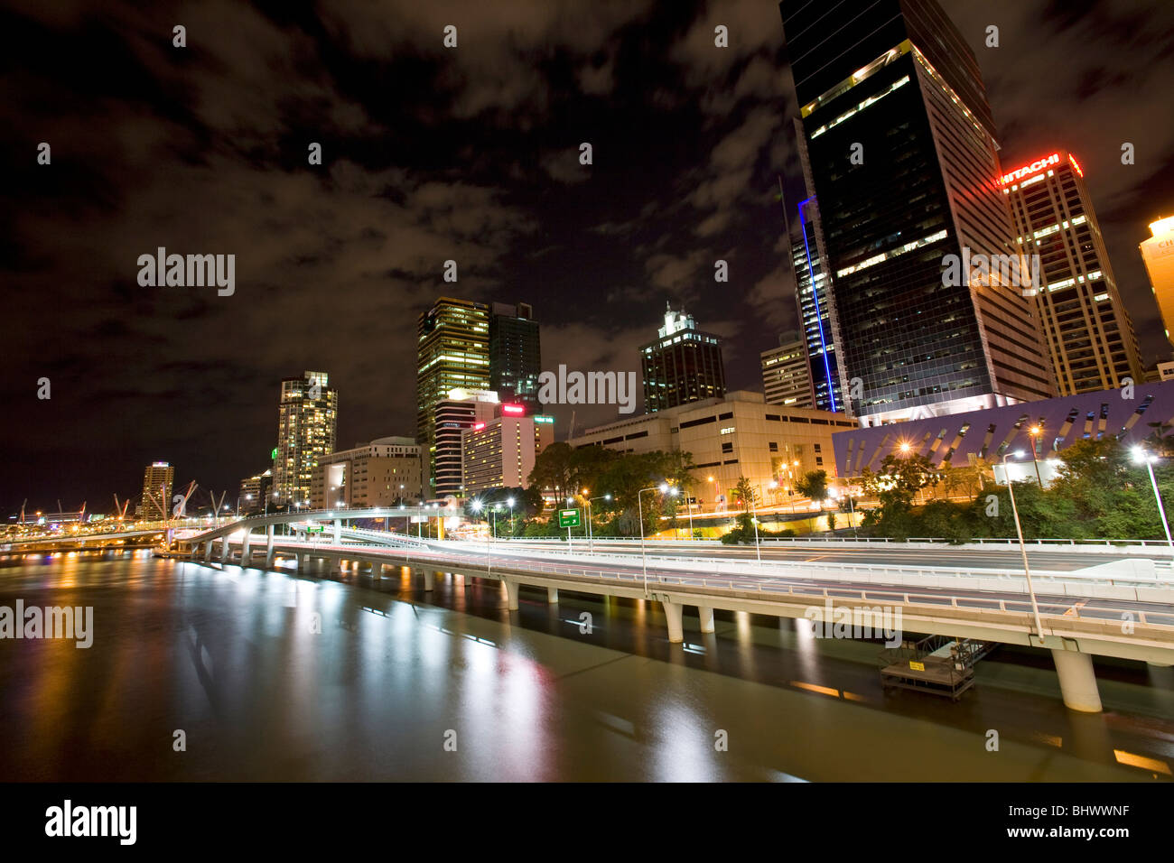 Brisbane Skyline at night Stock Photo - Alamy