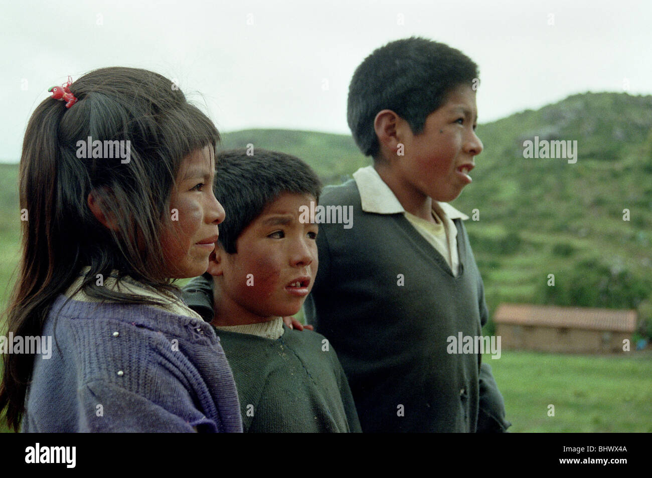 Peruvian children just outside Cuzco in Peru South America circa 1997 ...
