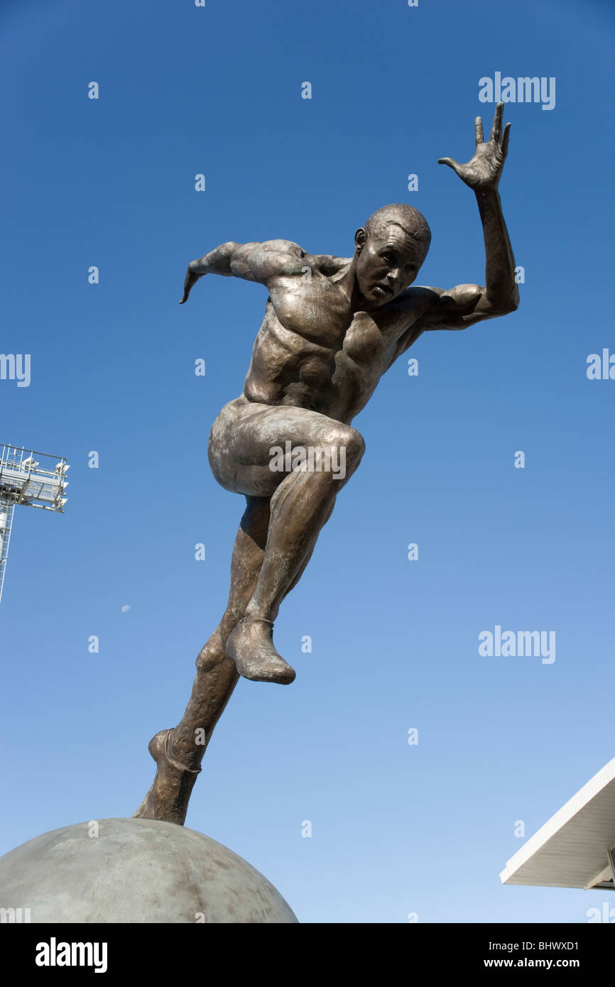 Commonwealth Games statue at Sportcity, Eastlands Manchester Stock ...