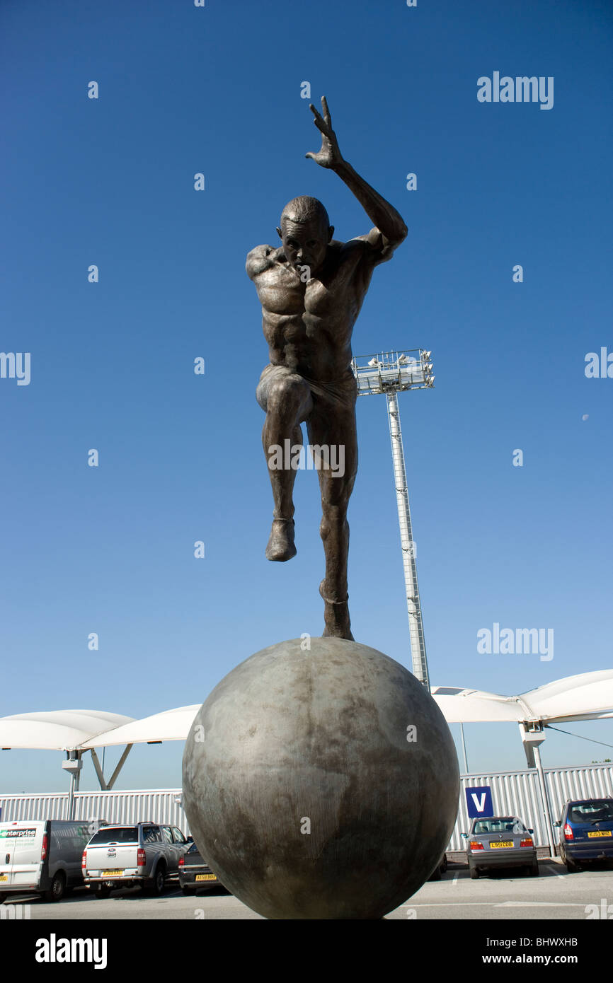 Commonwealth Games statue at Sportcity, Eastlands Manchester Stock ...