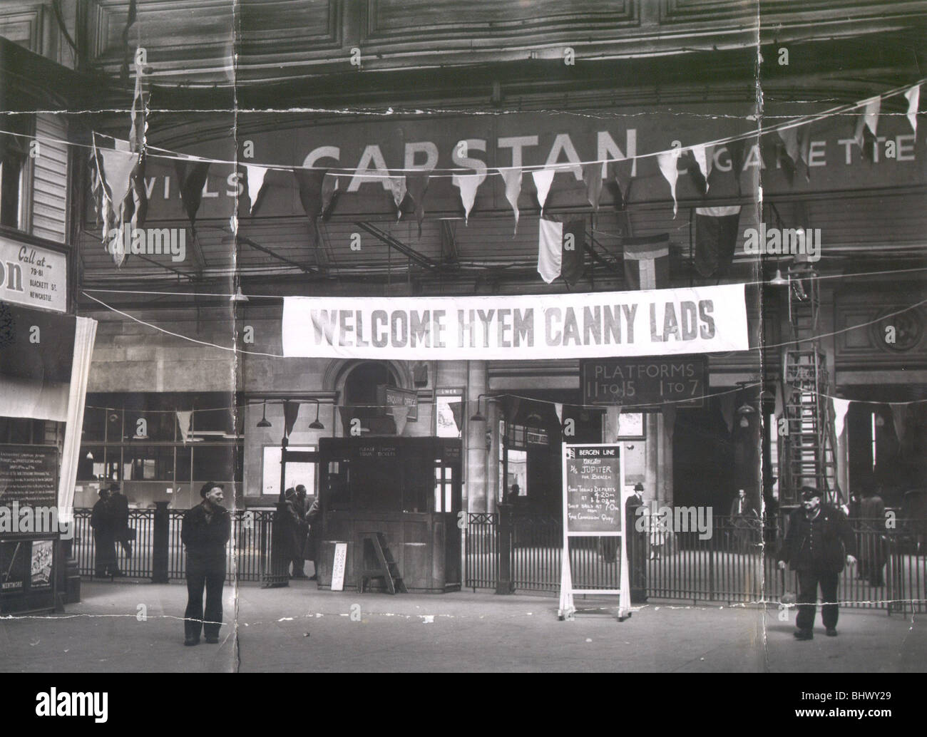 F.A. Cup Final 1951. Welcome back to the conquering heroes. The message ...