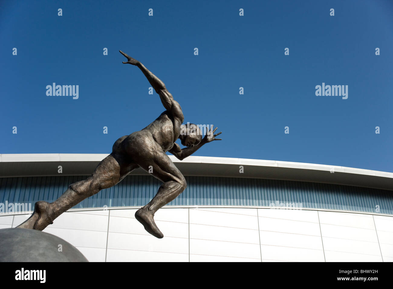 Commonwealth Games statue at Sportcity, Eastlands Manchester Stock ...