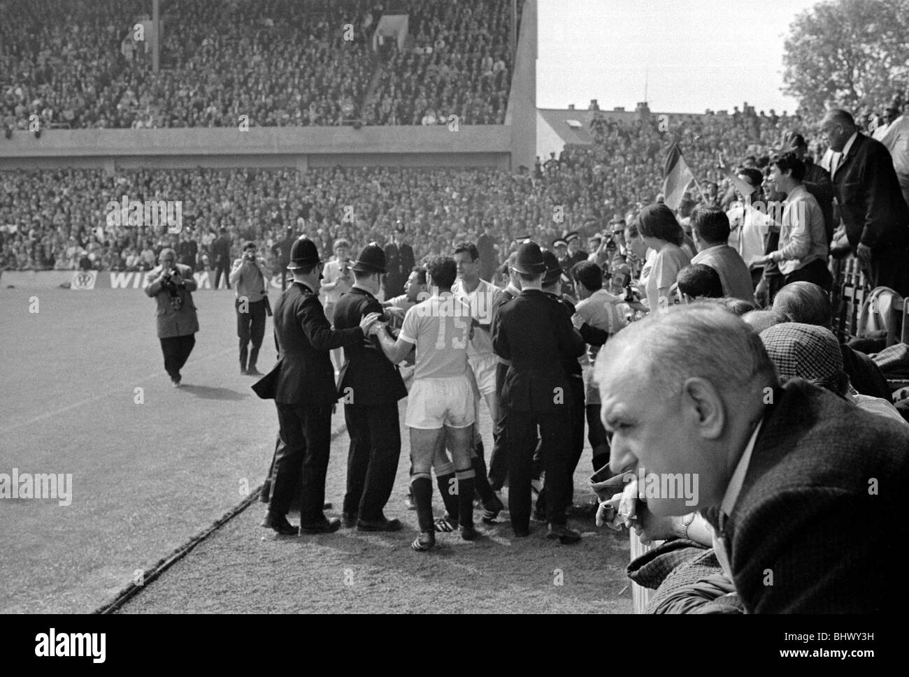 World Cup Football 1966 West Germany v Uruguay Referee Jim Finney calls ...