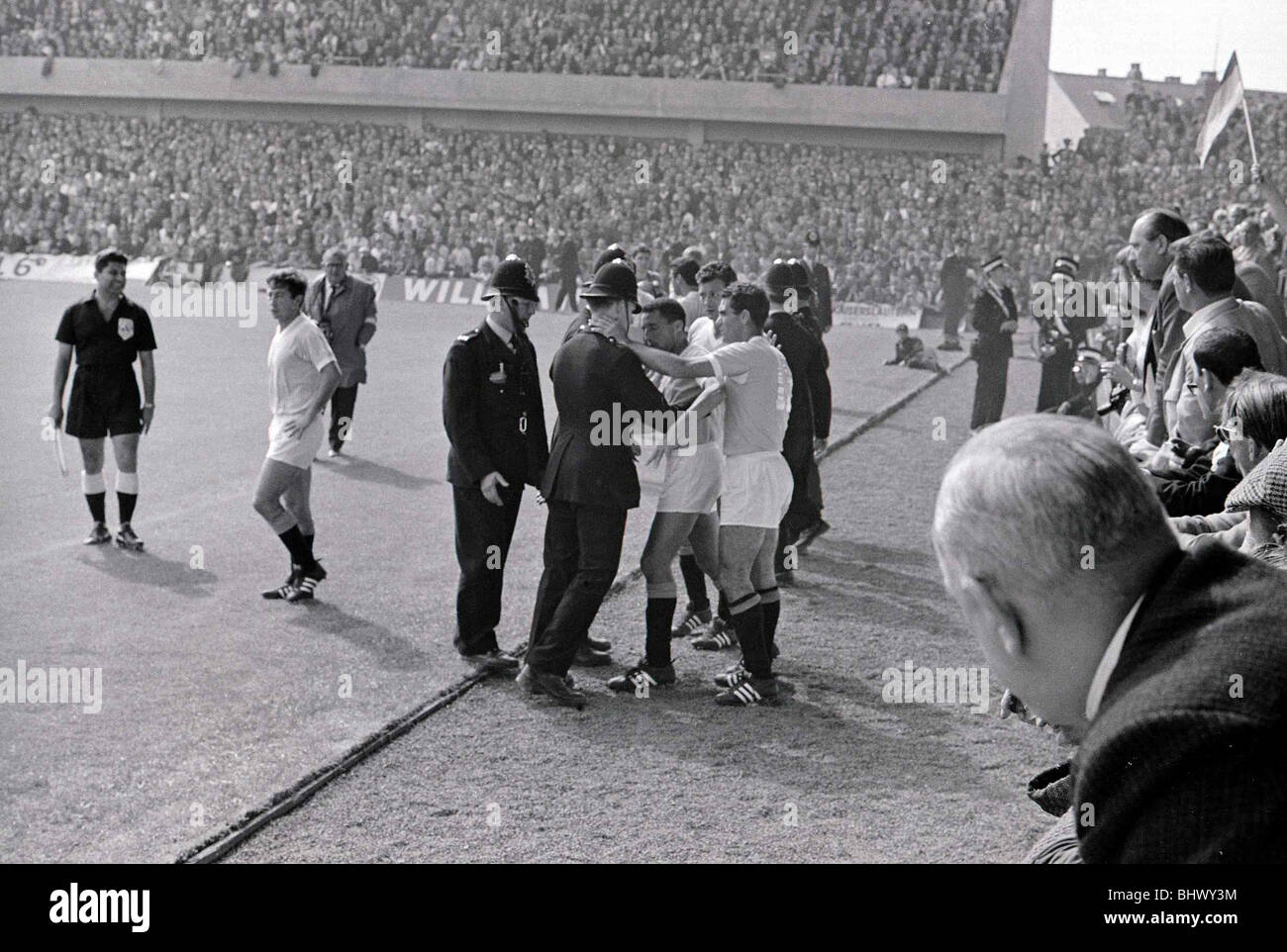 World Cup Football 1966 West Germany v Uruguay Referee Jim Finney calls ...