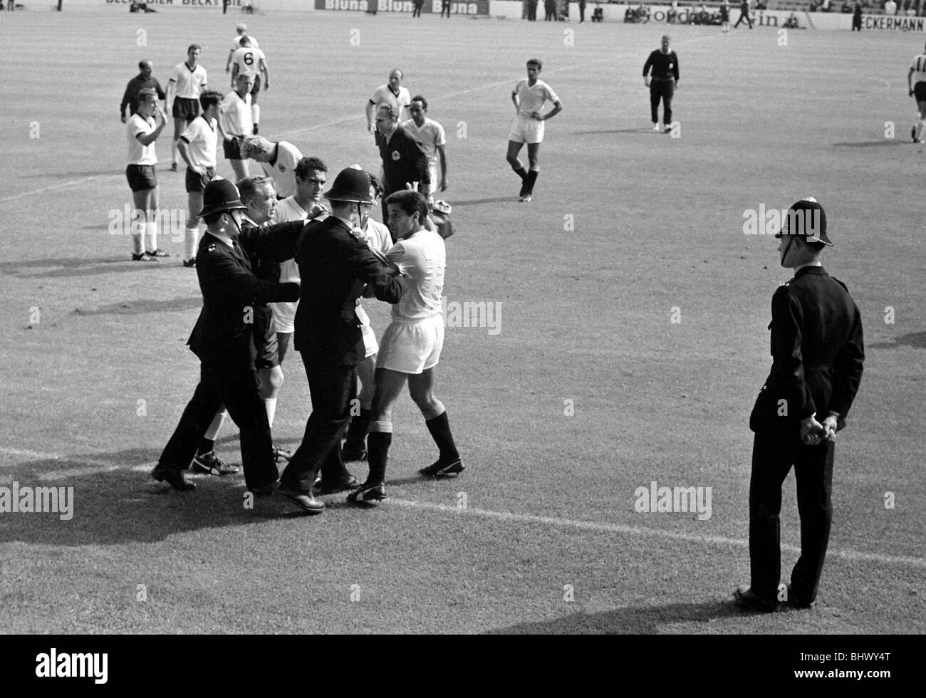 World Cup Football 1966 West Germany v Uruguay Referee Jim Finney calls ...