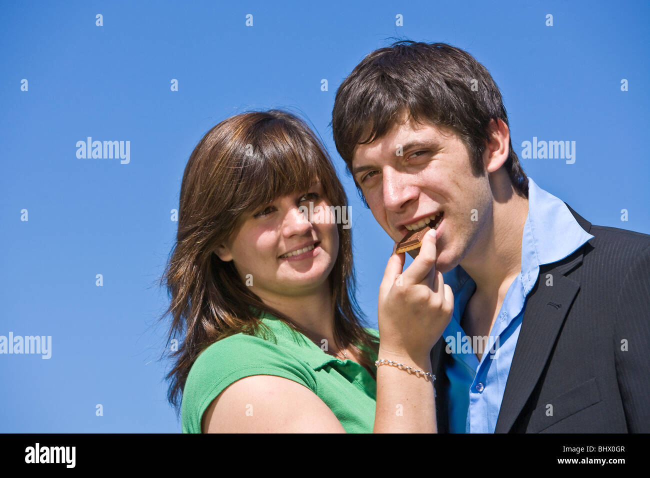 Woman man cookie outdoor hi-res stock photography and images - Alamy