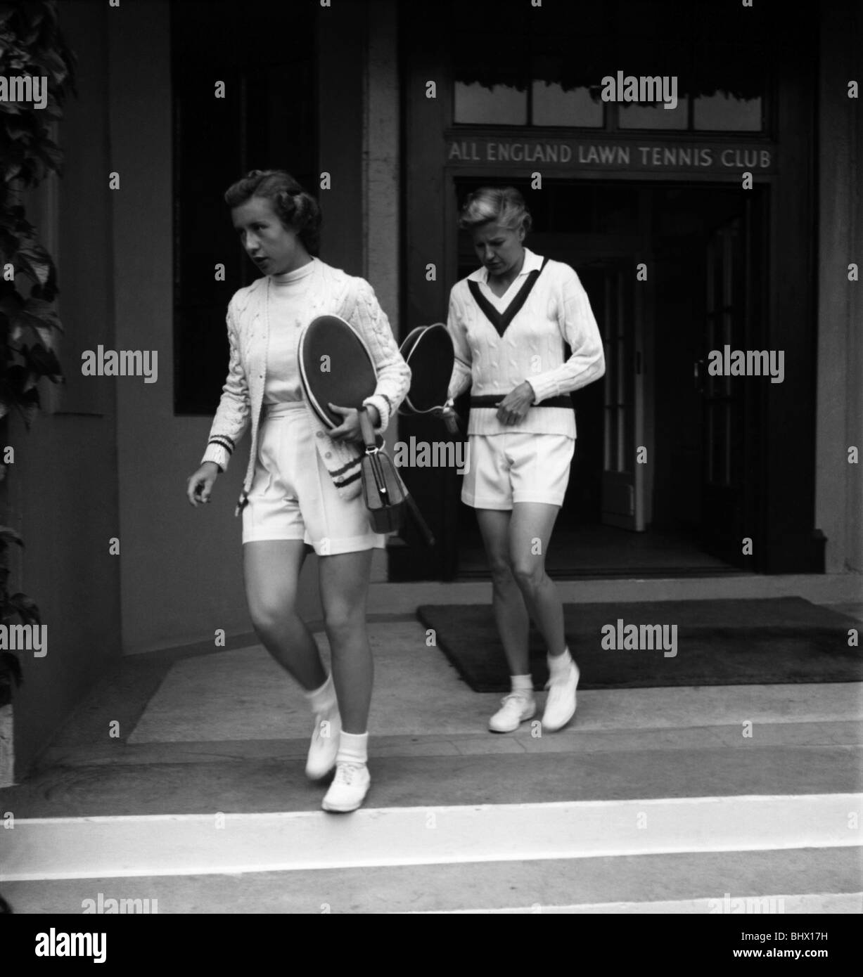 Miss Mary Connolly and Mrs.Louise Brough competing in Wightman Cup at ...
