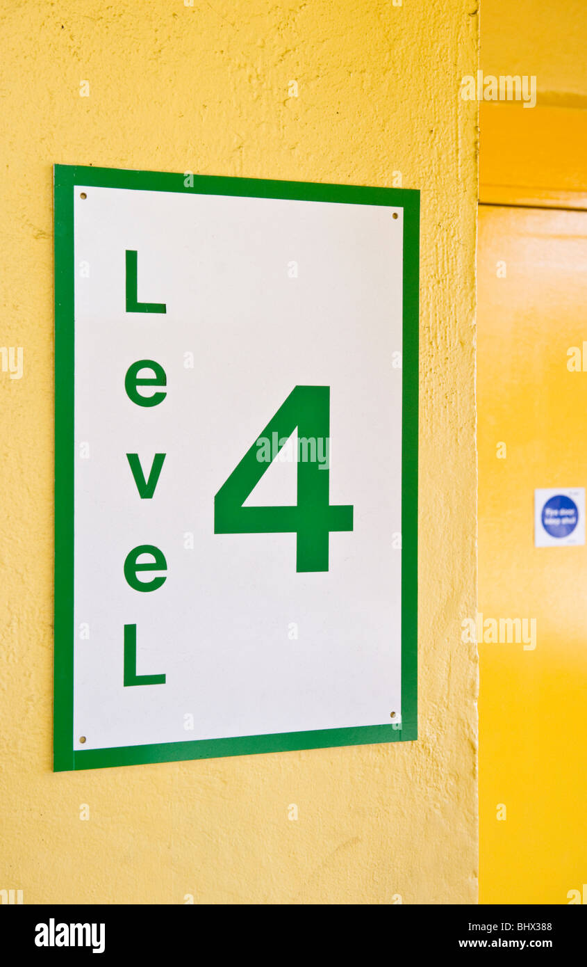 A car parking sign, floor level 4 in an Uxbridge West London car park ...