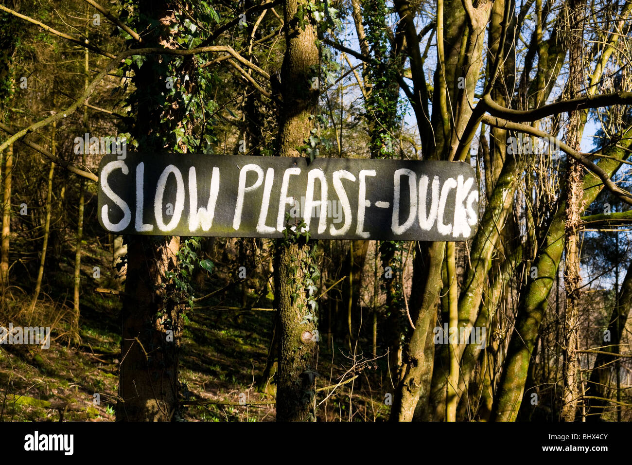 slow please sign Castle Combe Wiltshire England UK Stock Photo - Alamy