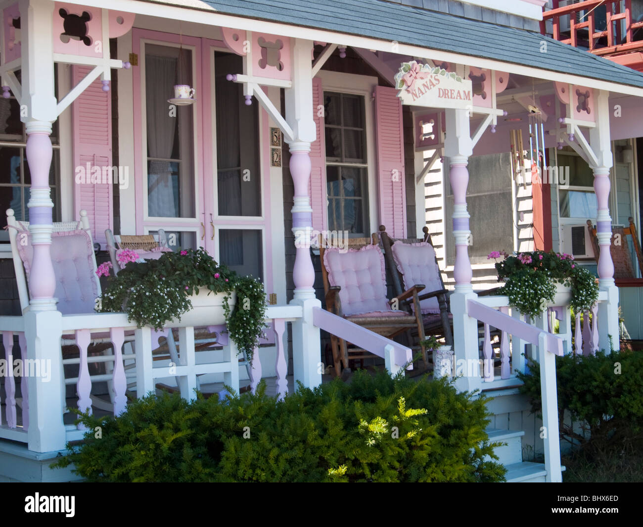 A gingerbread cottage in Oak Bluffs on Martha's Vineyard, Massachusetts ...